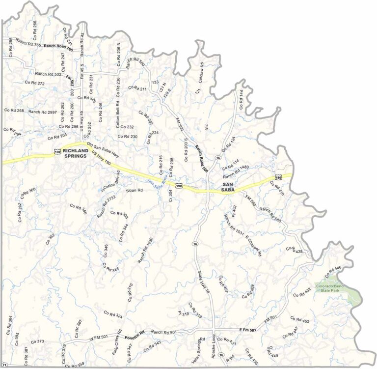 San Saba County Map, Texas - US County Maps