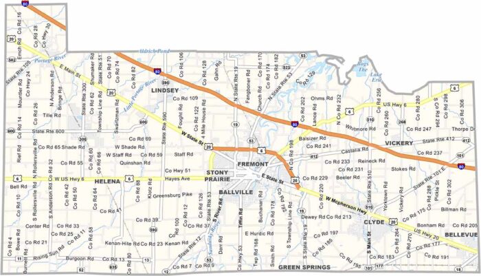 Sandusky County Map, Ohio - US County Maps