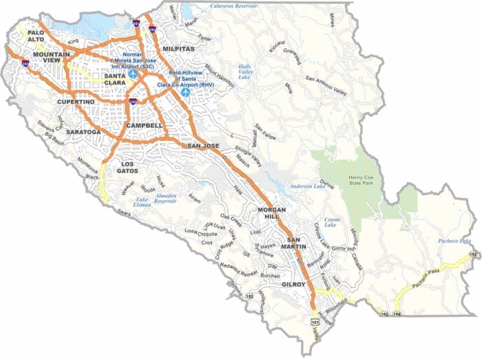 Santa Clara County Map, California - US County Maps
