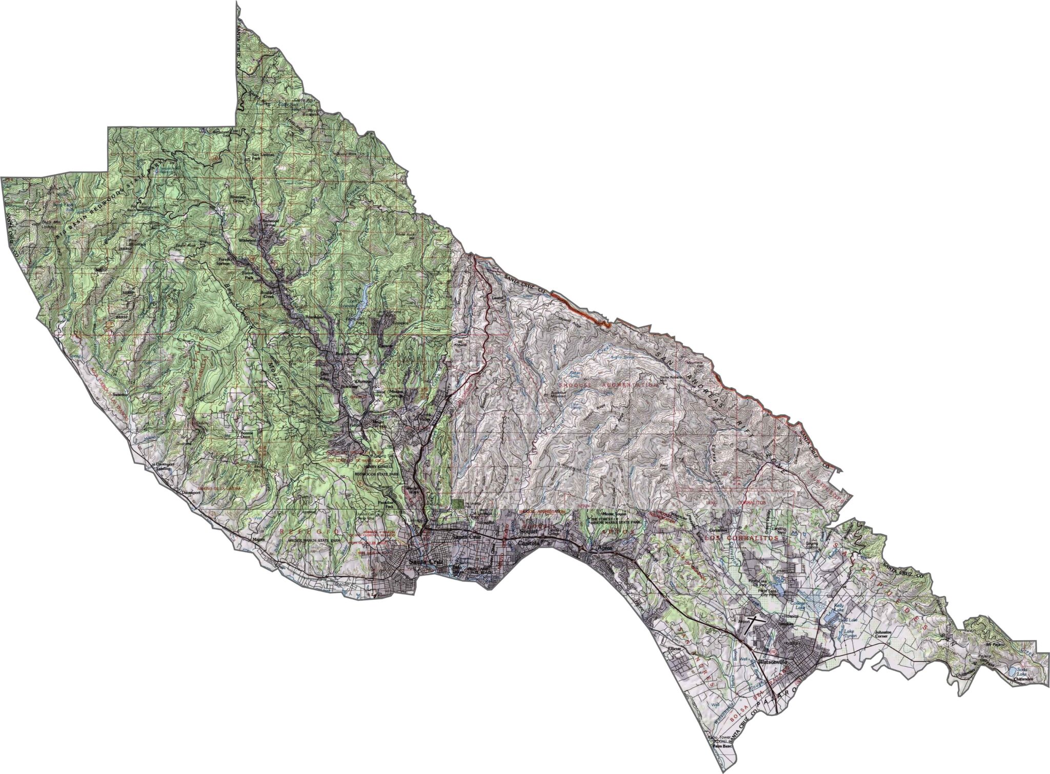 Santa Cruz County Map, California - US County Maps