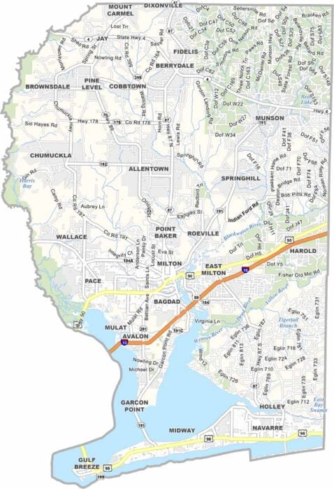 Escambia County Map, Florida - US County Maps