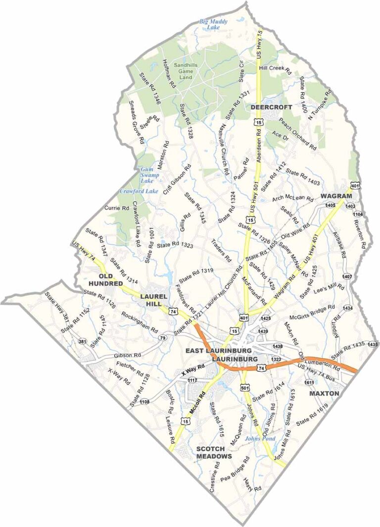Moore County Map, North Carolina - US County Maps
