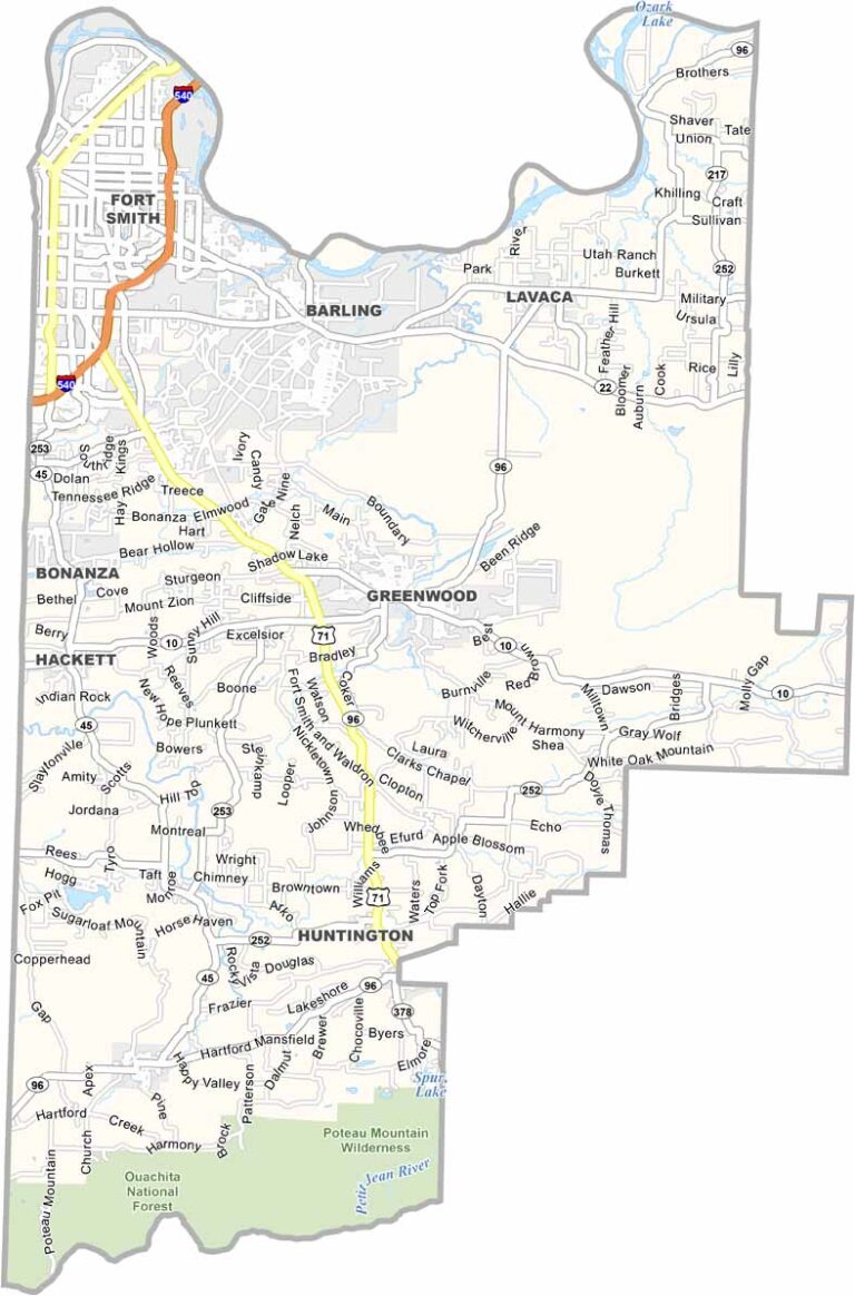 Sebastian County Map, Arkansas - US County Maps