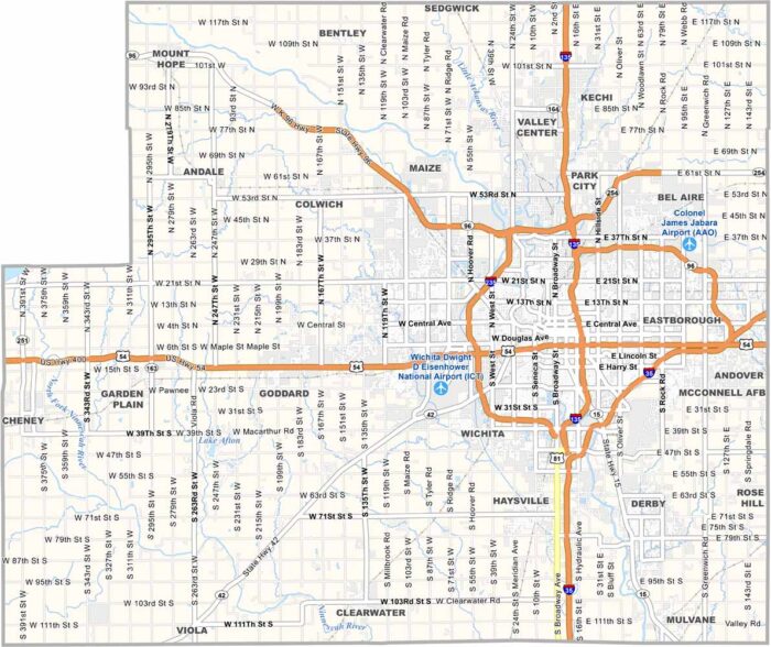 Sedgwick County Map, Kansas - US County Maps