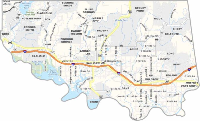 Sebastian County Map, Arkansas - US County Maps