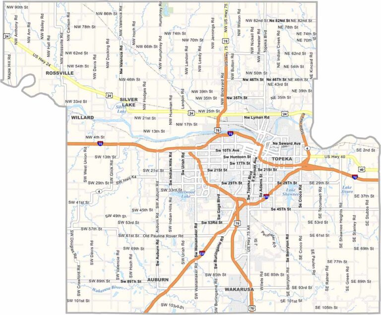 Shawnee County Map, Kansas - US County Maps
