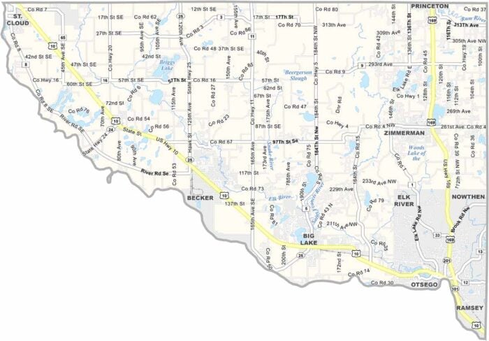 Stearns County Map, Minnesota - US County Maps