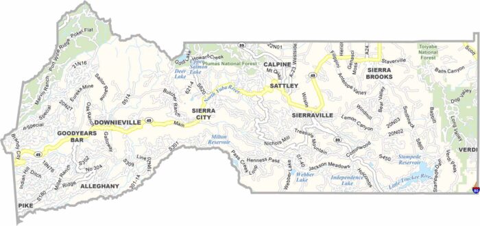 Sierra County Map, California - US County Maps