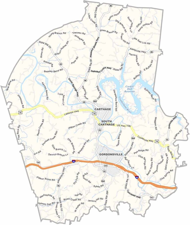 Smith County Map, Tennessee - US County Maps