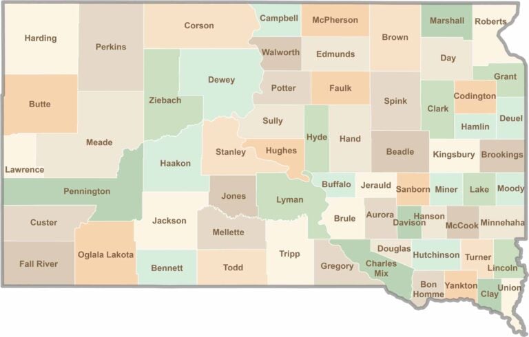 South Dakota County Map - US County Maps