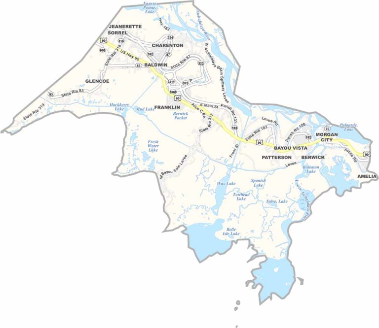 St. Mary Parish Map, Louisiana - US County Maps