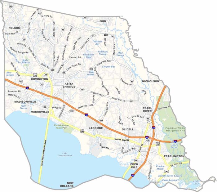 Jefferson Parish Map, Louisiana - US County Maps