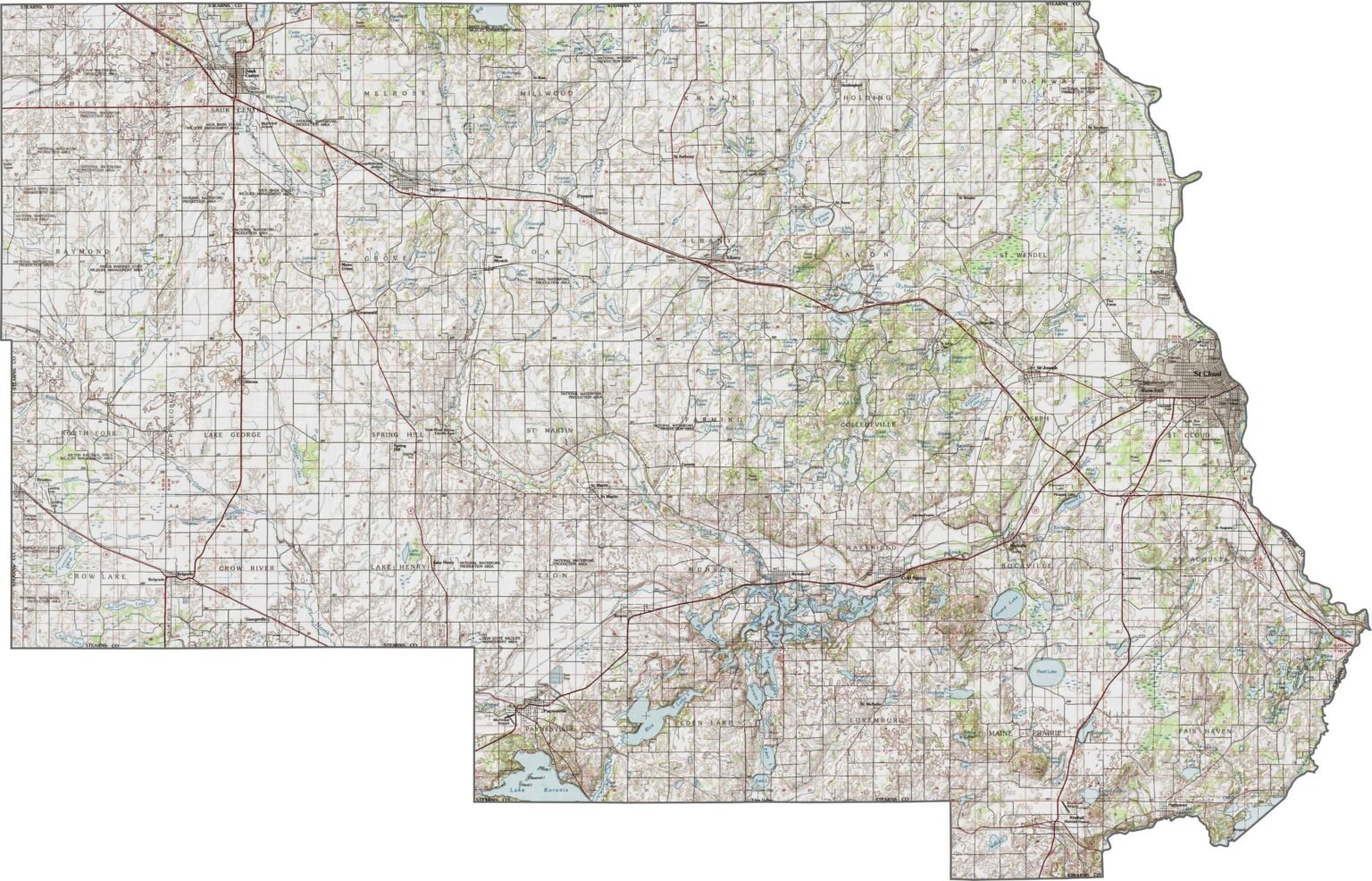 Stearns County Map, Minnesota - US County Maps