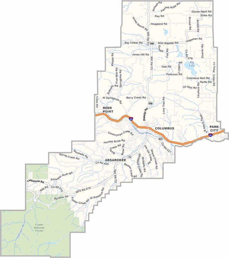 Stillwater County Map, Montana - US County Maps