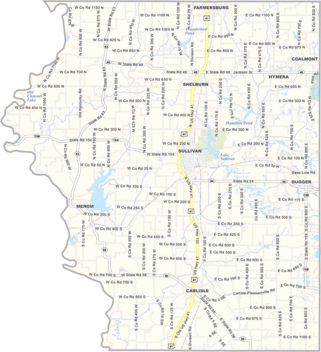 Sullivan County Map, Indiana - US County Maps