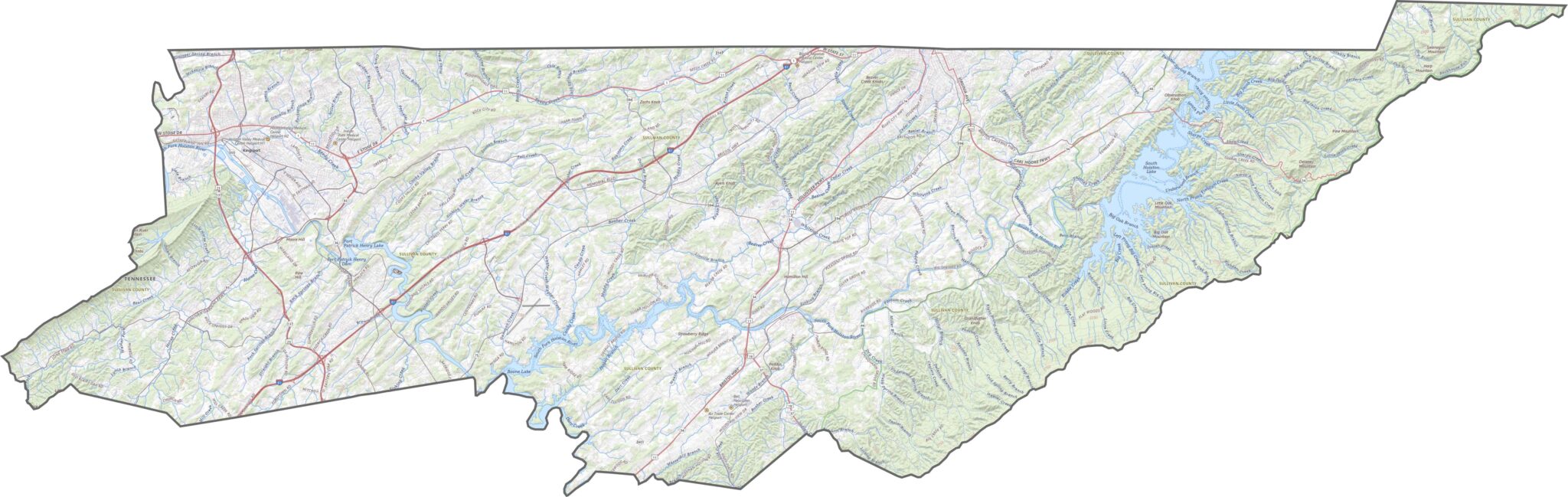 Sullivan County Map, Tennessee - US County Maps