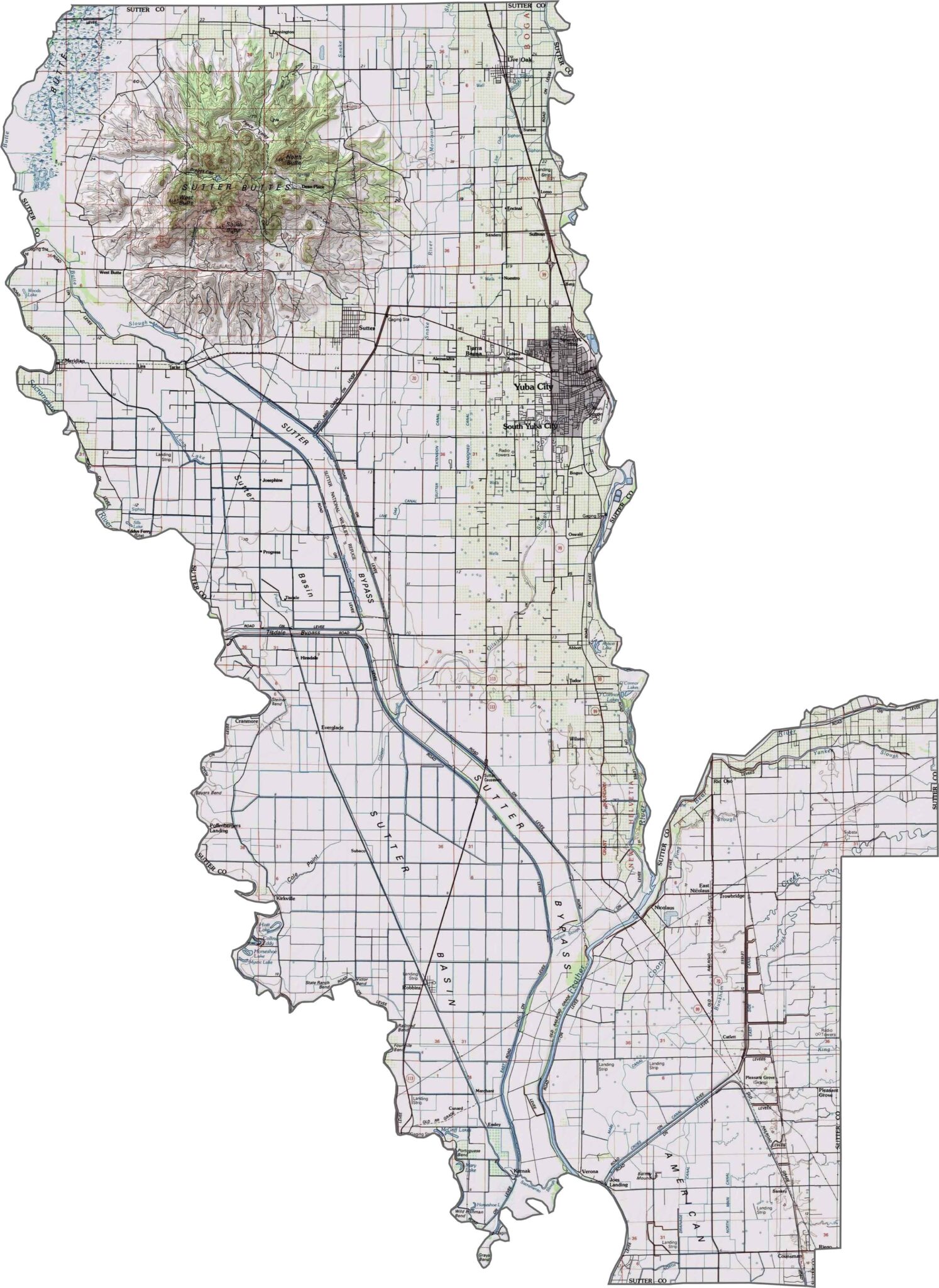 Sutter County Map, California - US County Maps