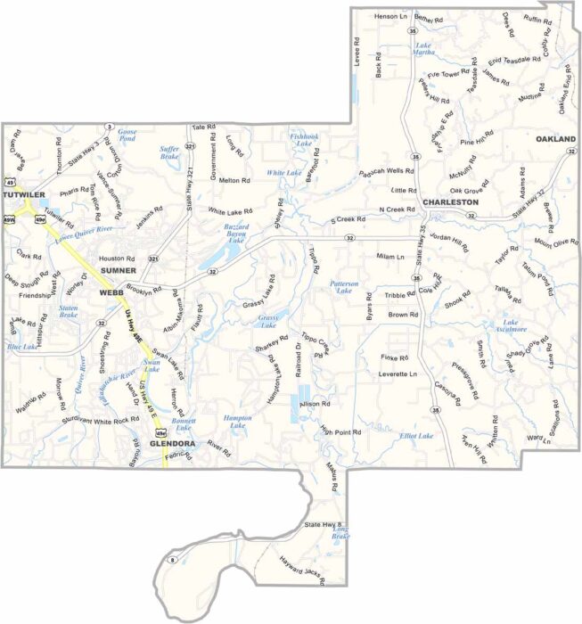 Tallahatchie County Map, Mississippi - US County Maps