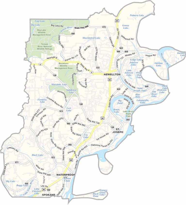 Tensas Parish Map, Louisiana - US County Maps