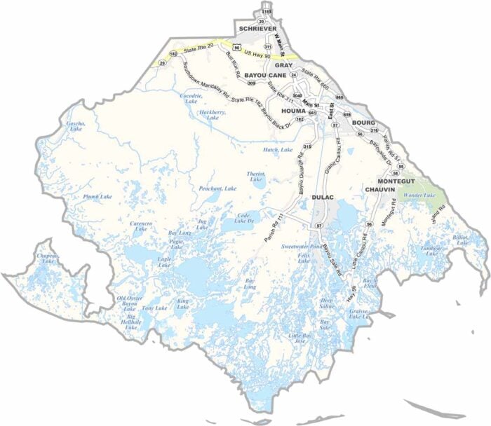 Terrebonne Parish Map, Louisiana - US County Maps