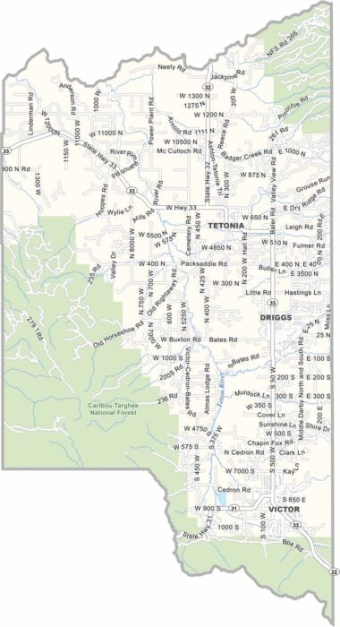 Teton County Map, Wyoming - US County Maps