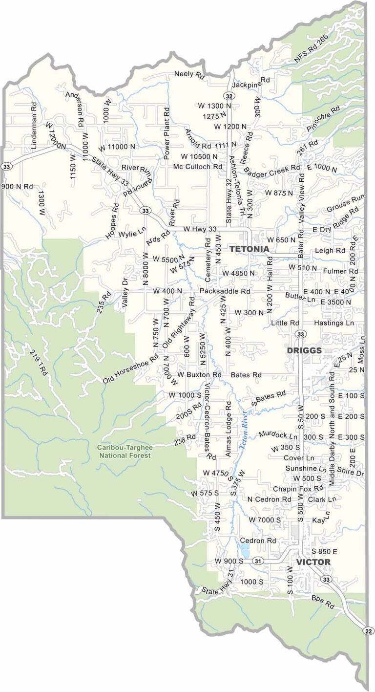 Teton County Map, Wyoming - US County Maps