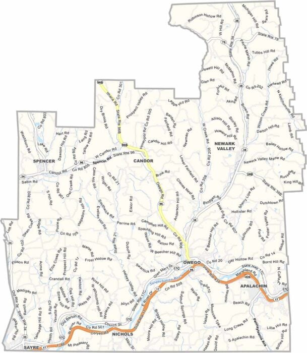 Tioga County Map, New York - US County Maps