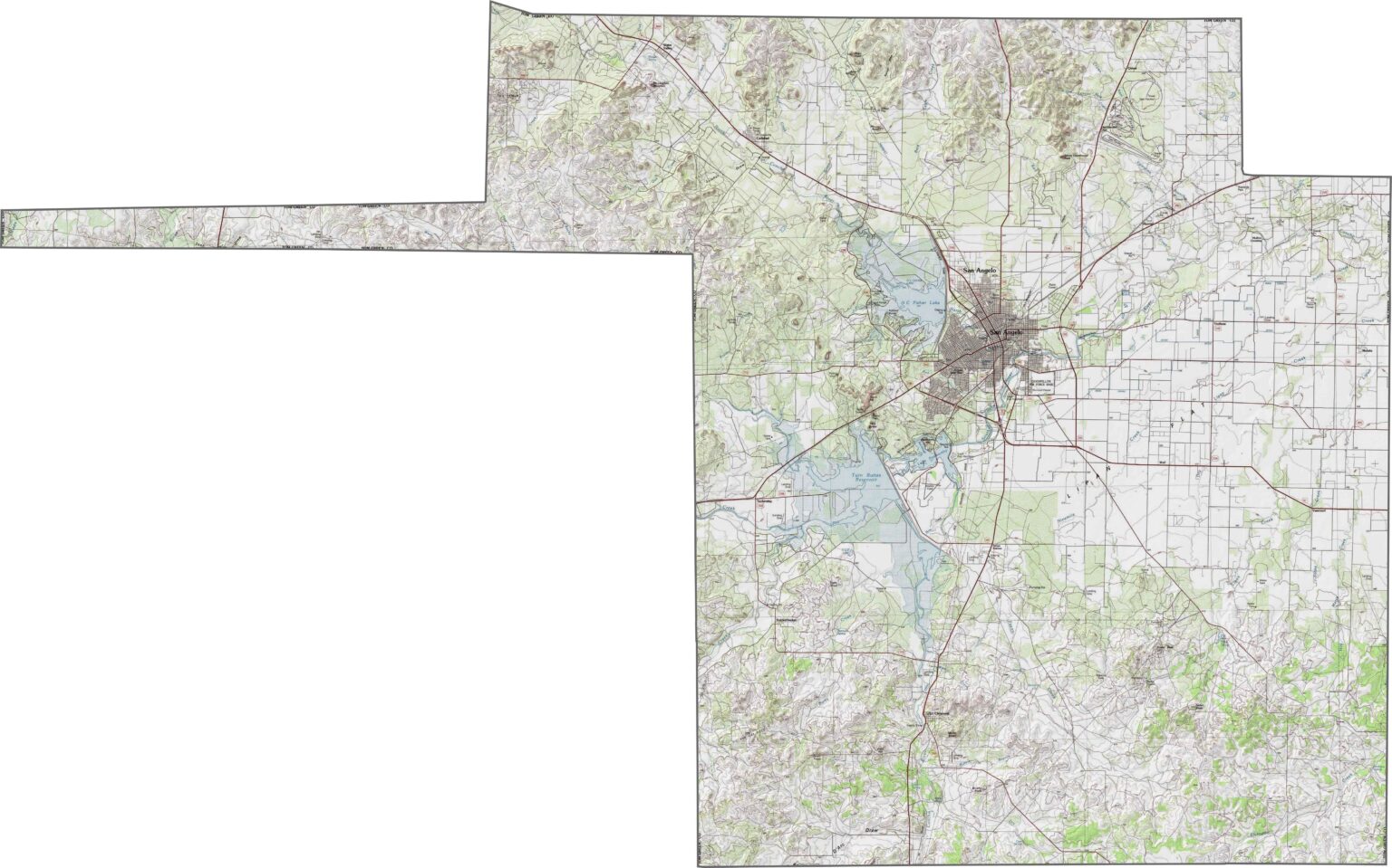 Tom Green County Map, Texas - US County Maps