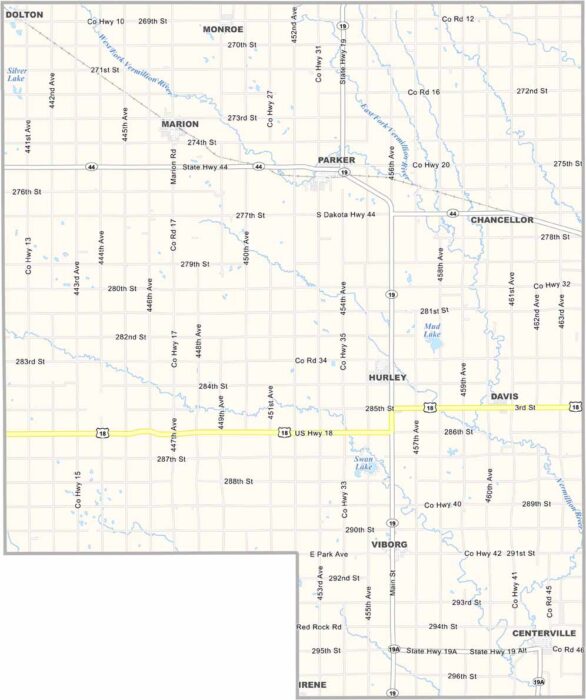 Turner County Map, South Dakota - US County Maps