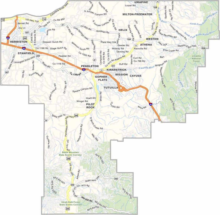 Umatilla County Map, Oregon - US County Maps