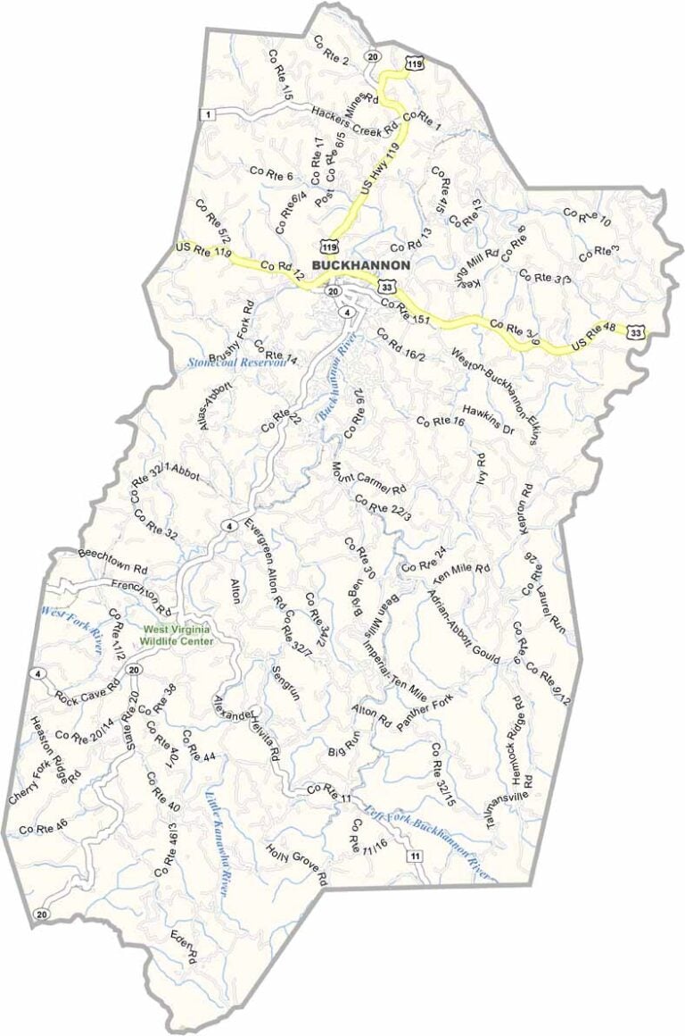 Upshur County Map, West Virginia - US County Maps