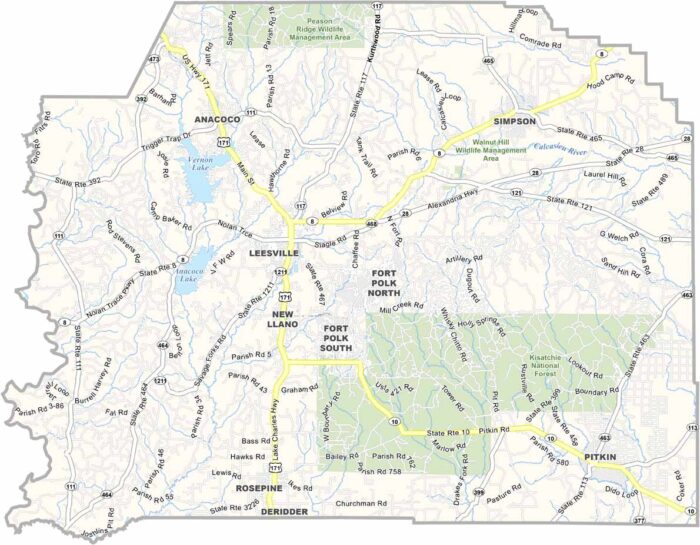 Rapides Parish Map, Louisiana - US County Maps