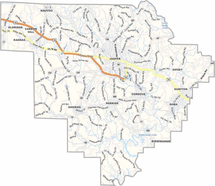 Walker County Map, Alabama - US County Maps