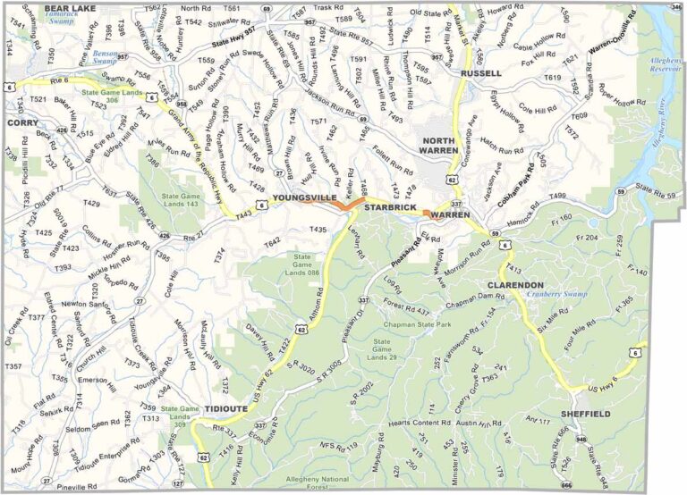 Warren County Map, Pennsylvania - US County Maps