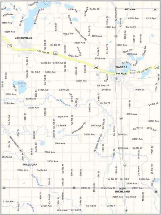 Waseca County Map, Minnesota - US County Maps