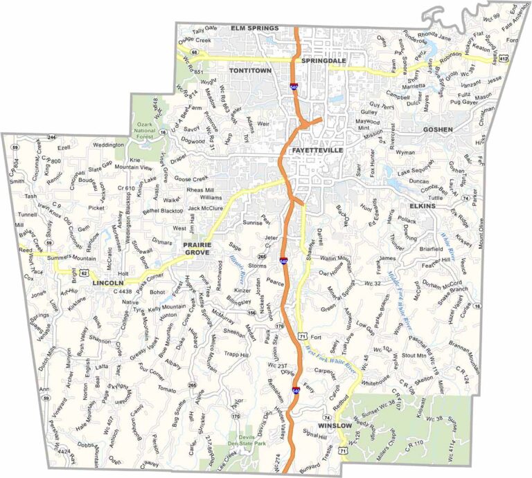 Washington County Map, Arkansas - US County Maps