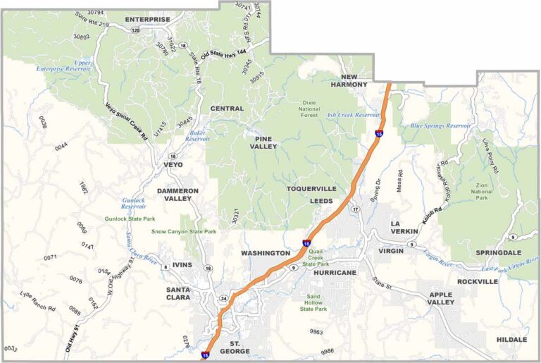 Washington County Map, Utah - US County Maps