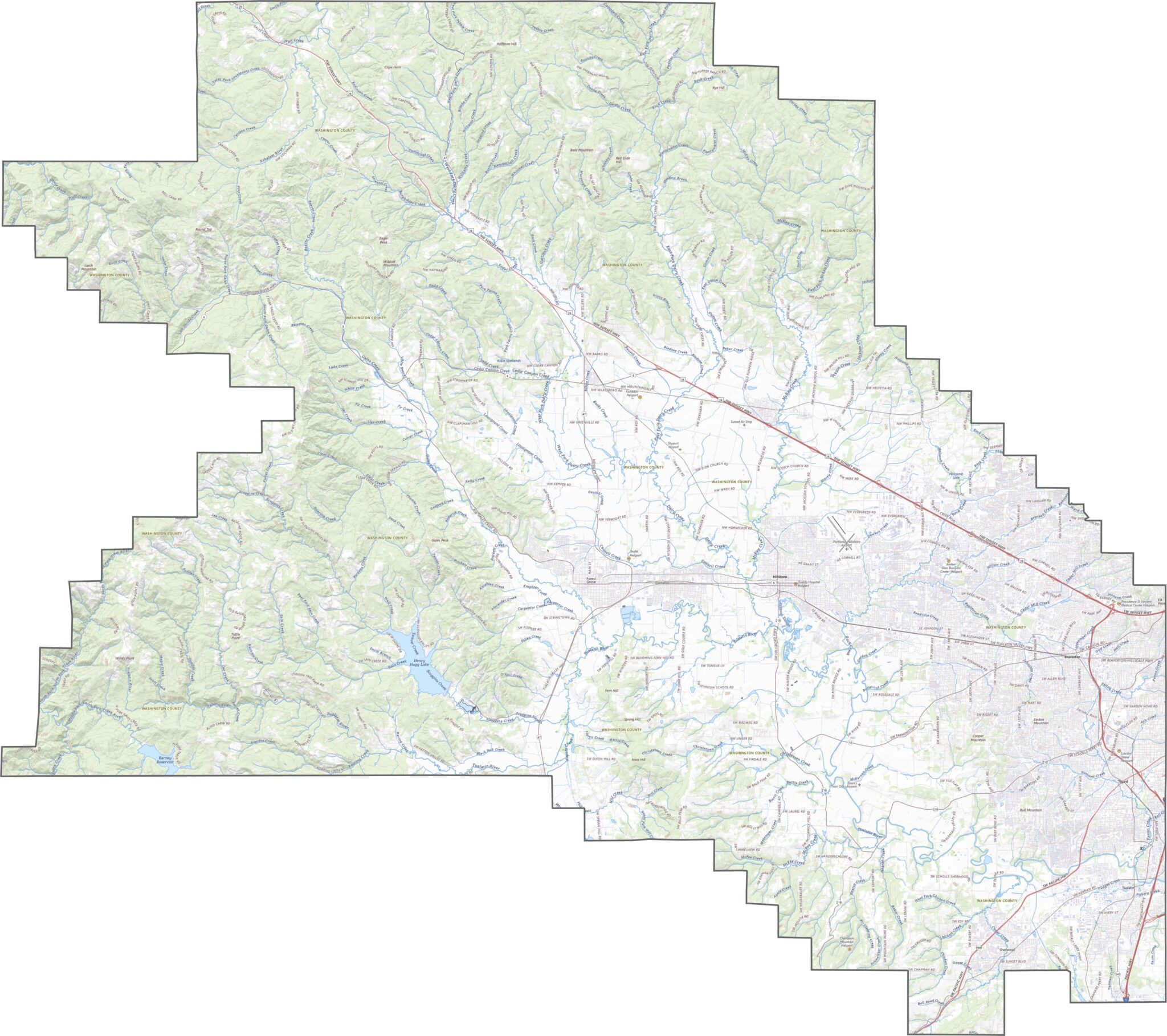 Washington County Map, Oregon - US County Maps