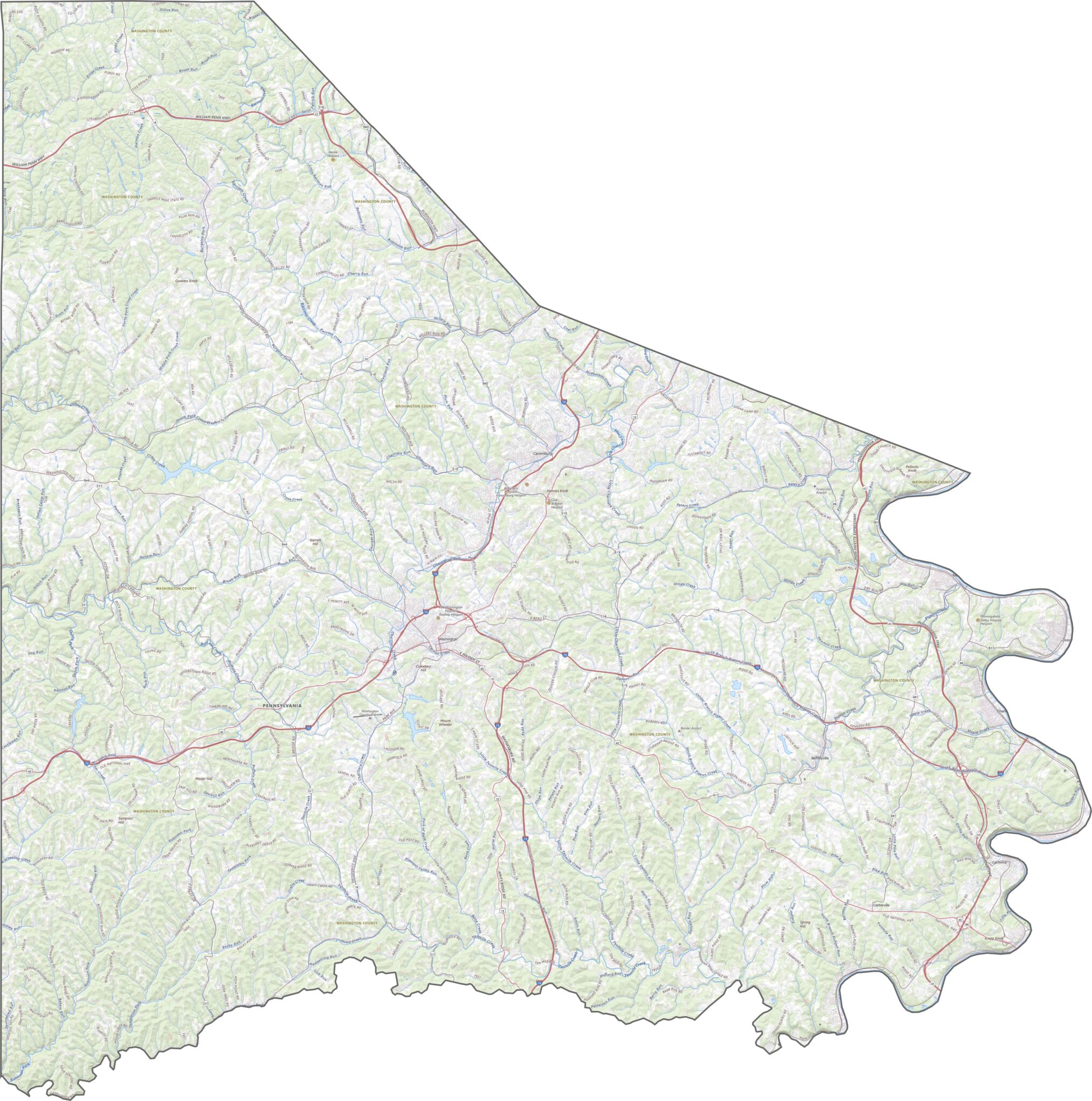 Washington County Map, Pennsylvania - US County Maps