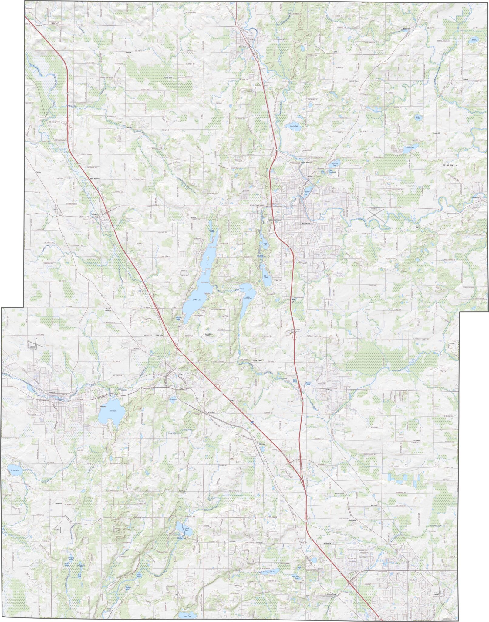 Washington County Map, Wisconsin - US County Maps
