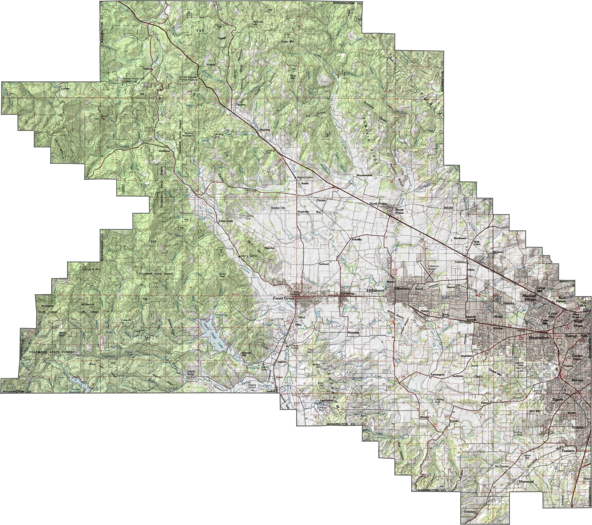 Washington County Map, Oregon - US County Maps