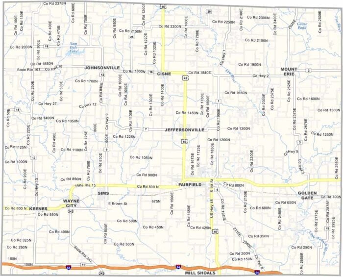 Wayne County Map, Illinois - US County Maps