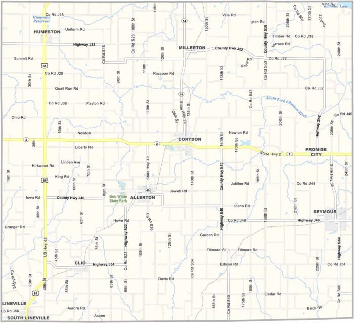 Wayne County Map, Iowa - US County Maps