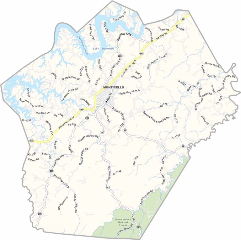 Wayne County Map, Kentucky - US County Maps