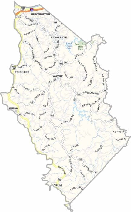 Cabell County Map, West Virginia - US County Maps