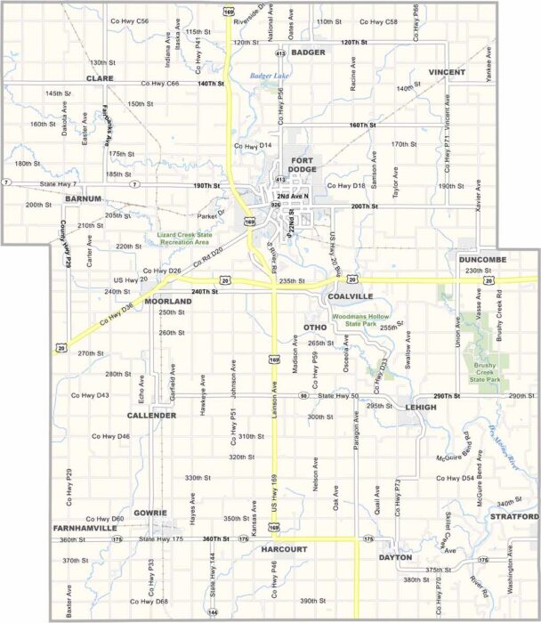 Webster County Map, Iowa - US County Maps