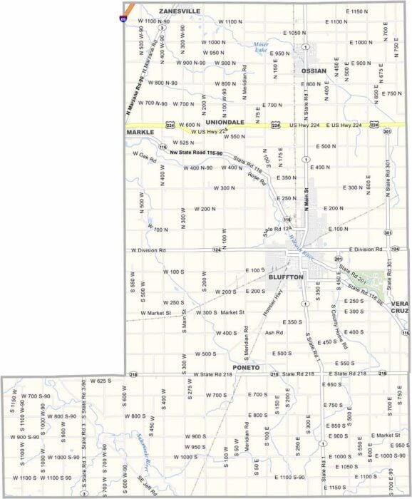 Wells County Map, Indiana - US County Maps