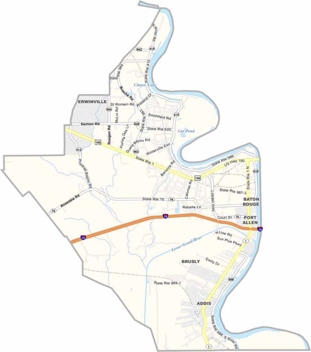 East Baton Rouge Parish Map, Louisiana - US County Maps