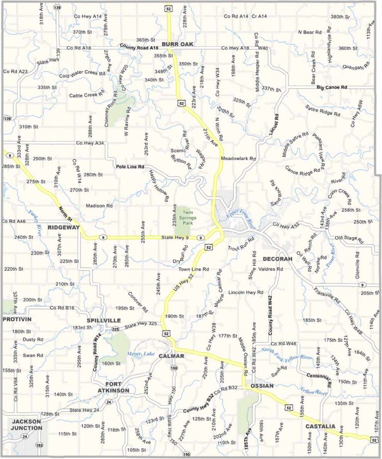 Winneshiek County Map, Iowa - US County Maps