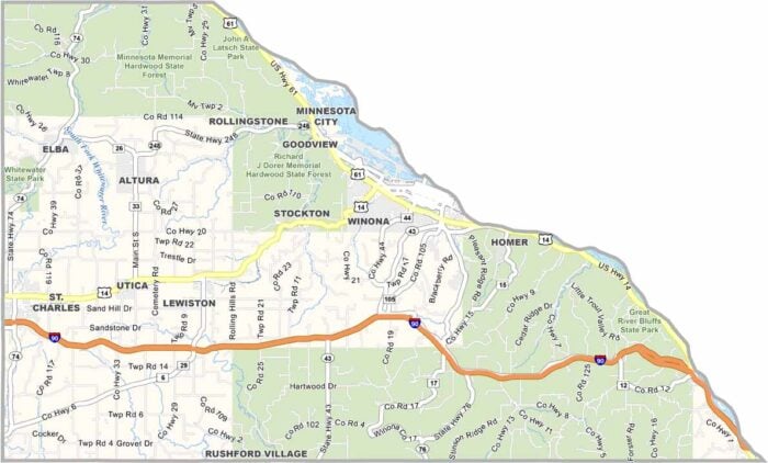 Winona County Map, Minnesota - US County Maps